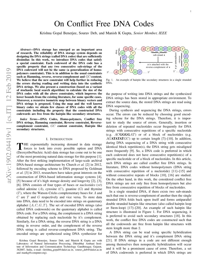 On Conflict Free DNA Codes | DeepAI