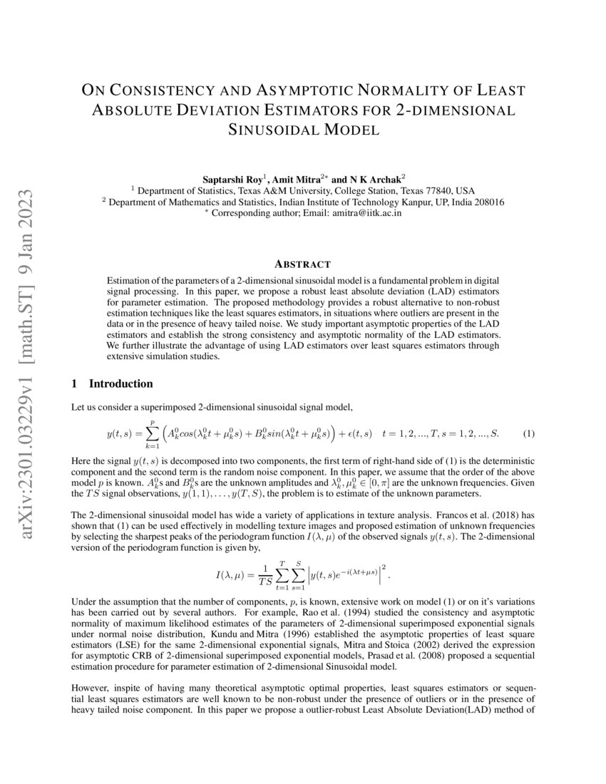 On Consistency And Asymptotic Normality Of Least Absolute Deviation Estimators For 2 Dimensional