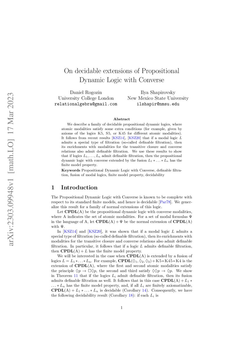 On Decidable Extensions Of Propositional Dynamic Logic With Converse Deepai