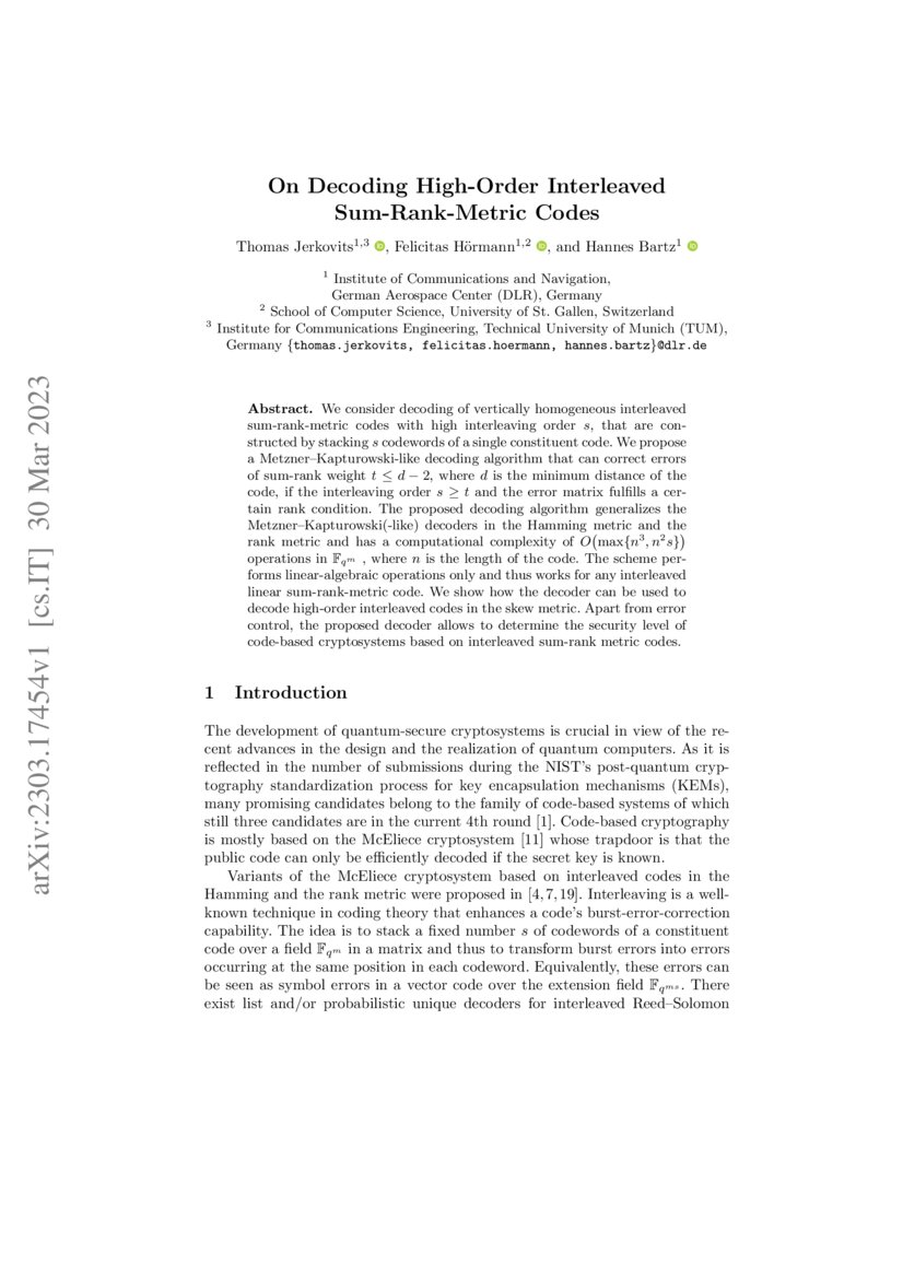On Decoding High Order Interleaved Sum Rank Metric Codes Deepai