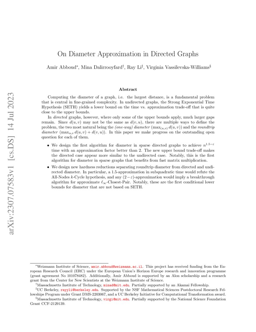 On Diameter Approximation In Directed Graphs Deepai 