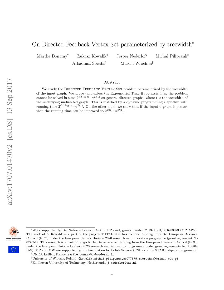 On Directed Feedback Vertex Set parameterized by treewidth | DeepAI