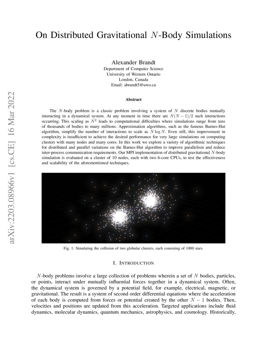 On Distributed Gravitational N-Body Simulations | DeepAI