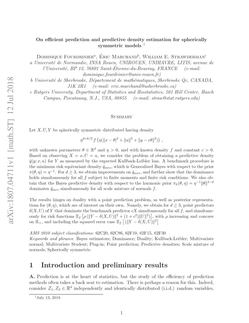 On Efficient Prediction And Predictive Density Estimation For Spherically Symmetric Models Deepai