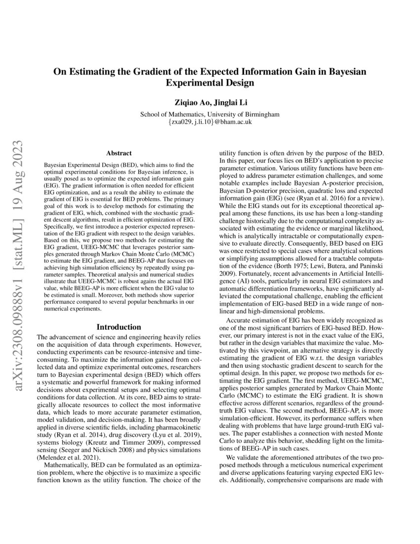On Estimating The Gradient Of The Expected Information Gain In Bayesian