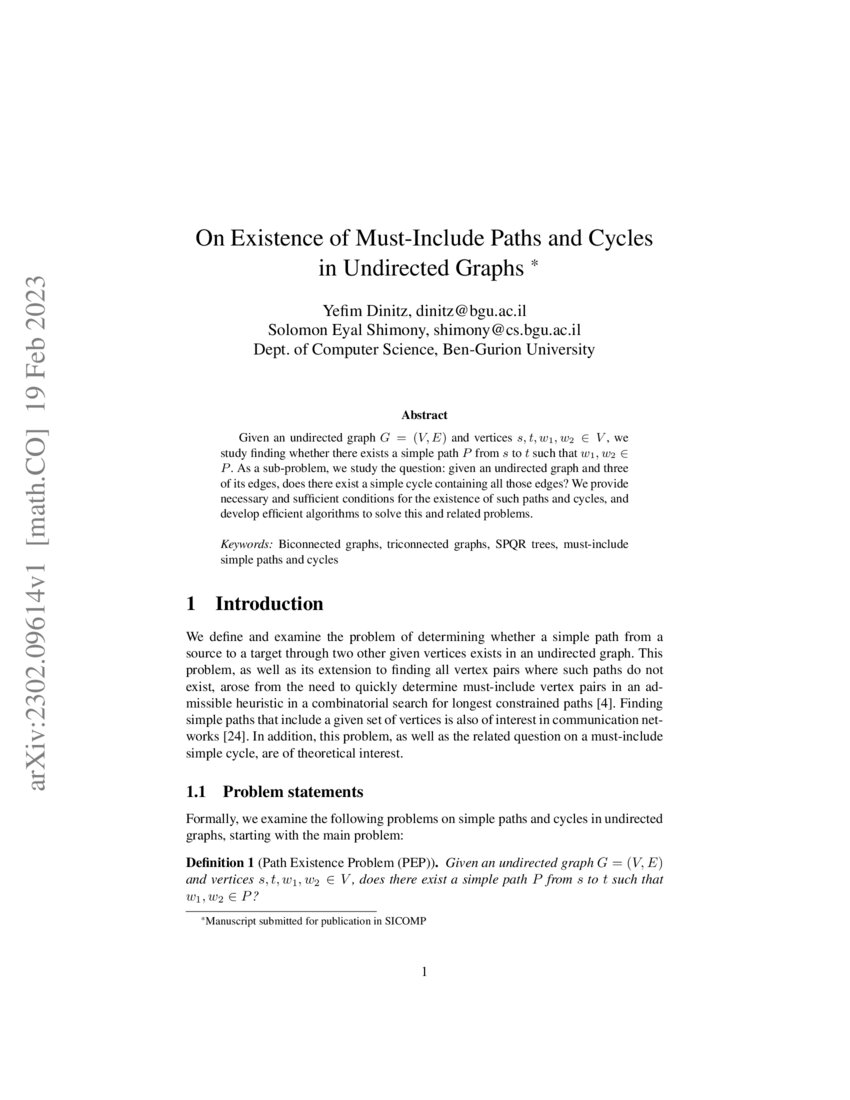On Existence of Must-Include Paths and Cycles in Undirected Graphs | DeepAI On Existence of Must-Include Paths and Cycles in Undirected Graphs | DeepAI