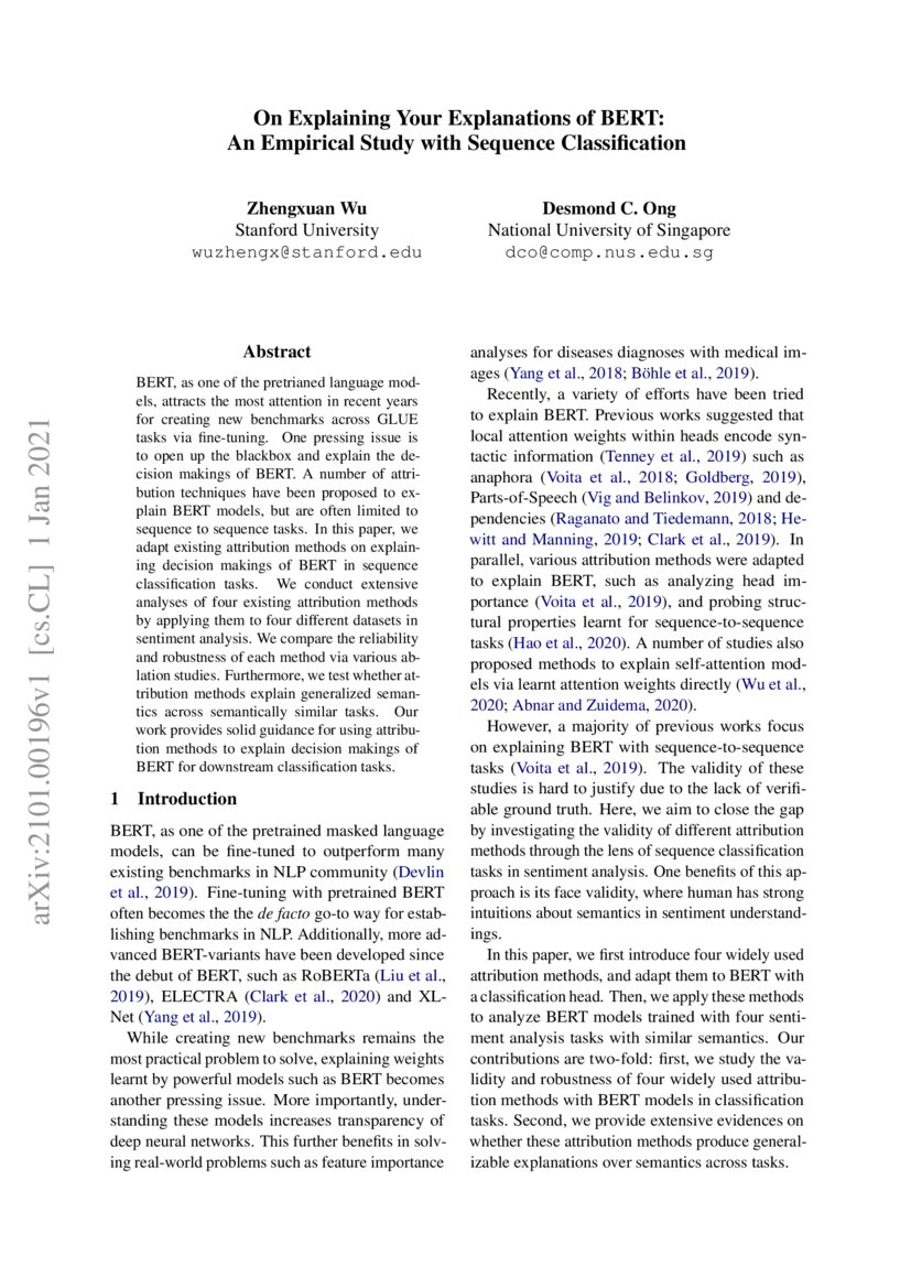 On Explaining Your Explanations of BERT: An Empirical Study with ...