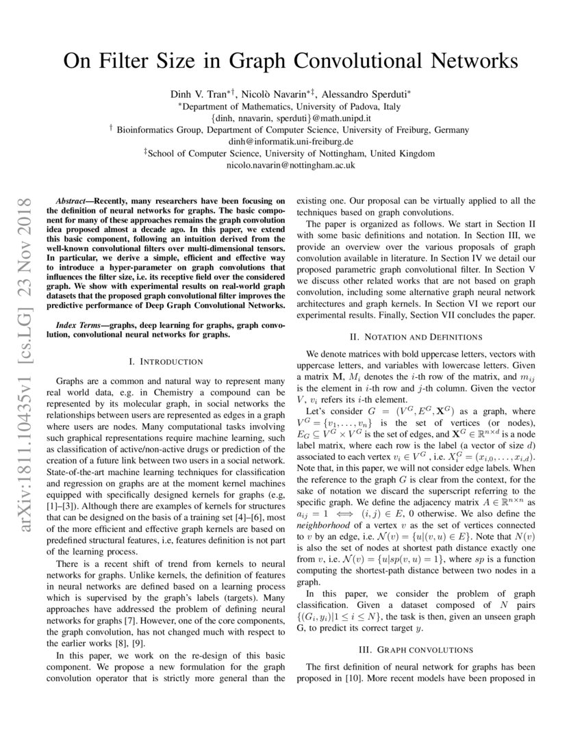 On Filter Size in Graph Convolutional Networks | DeepAI