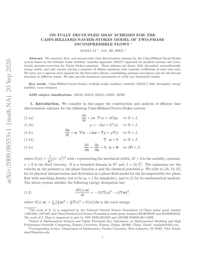 On Fully Decoupled Msav Schemes For The Cahn Hilliard Navier Stokes