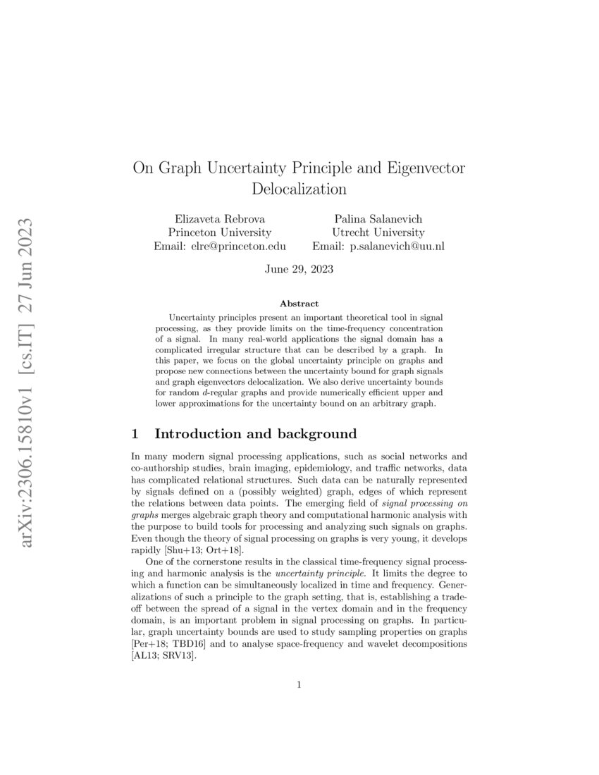 On Graph Uncertainty Principle and Eigenvector Delocalization | DeepAI