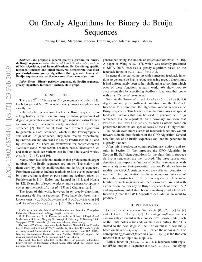 On Greedy Algorithms for Binary de Bruijn Sequences | DeepAI