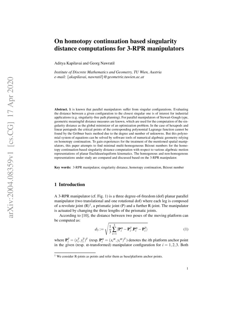 On homotopy continuation based singularity distance computations for 3-RPR manipulators | DeepAI