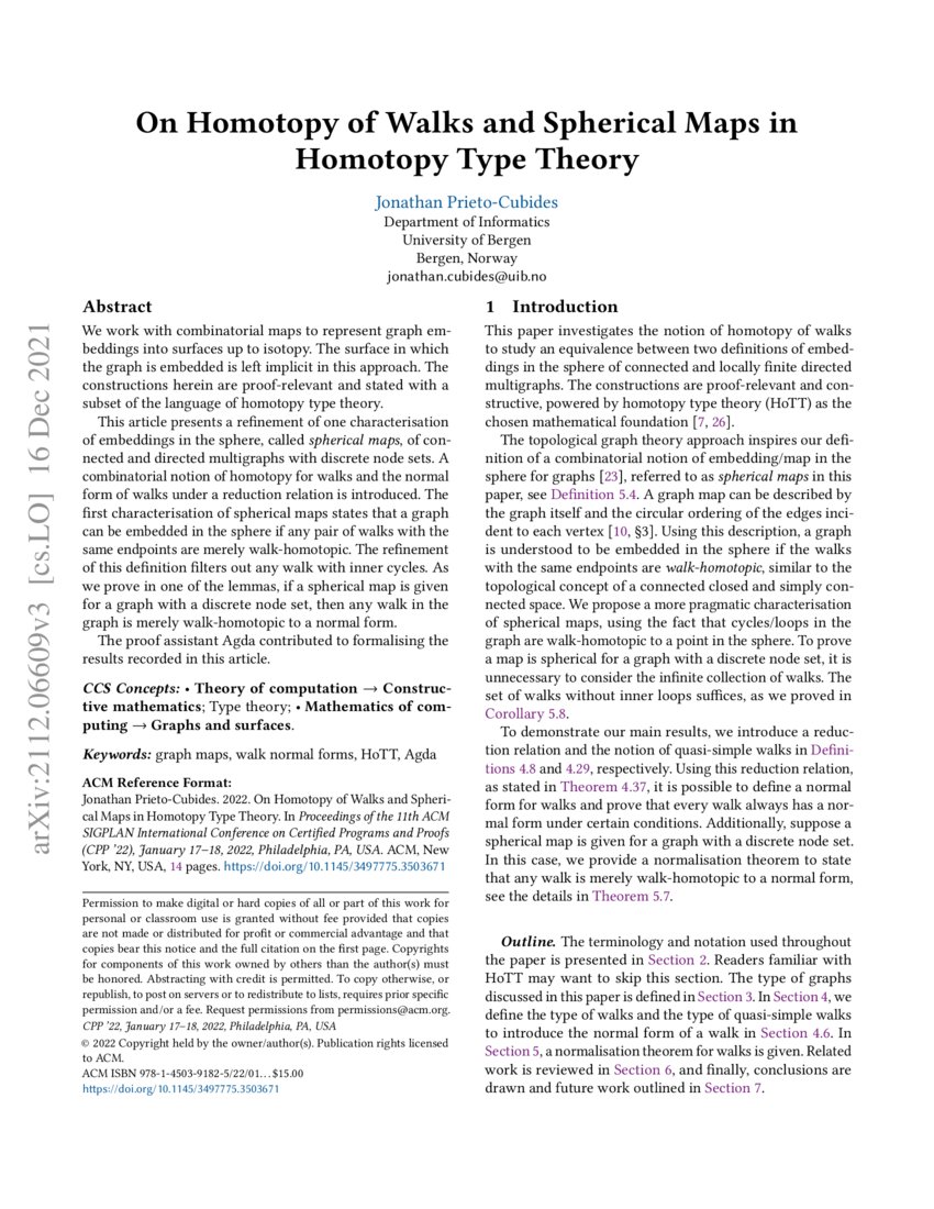 On Homotopy of Walks and Spherical Maps in Homotopy Type Theory | DeepAI