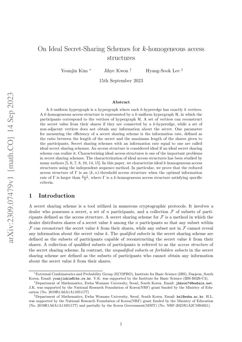 On Ideal Secret Sharing Schemes For K Homogeneous Access Structures Deepai