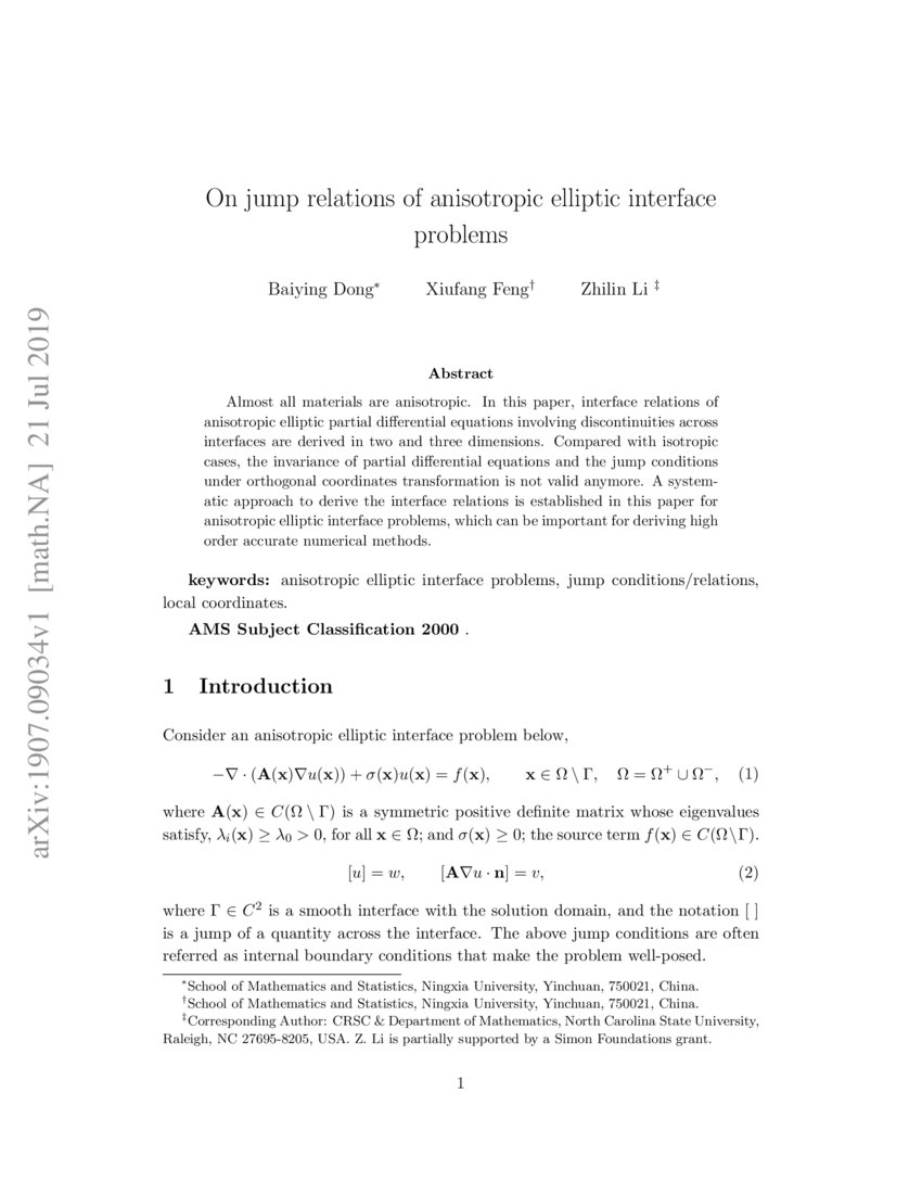 On jump relations of anisotropic elliptic interface problems | DeepAI