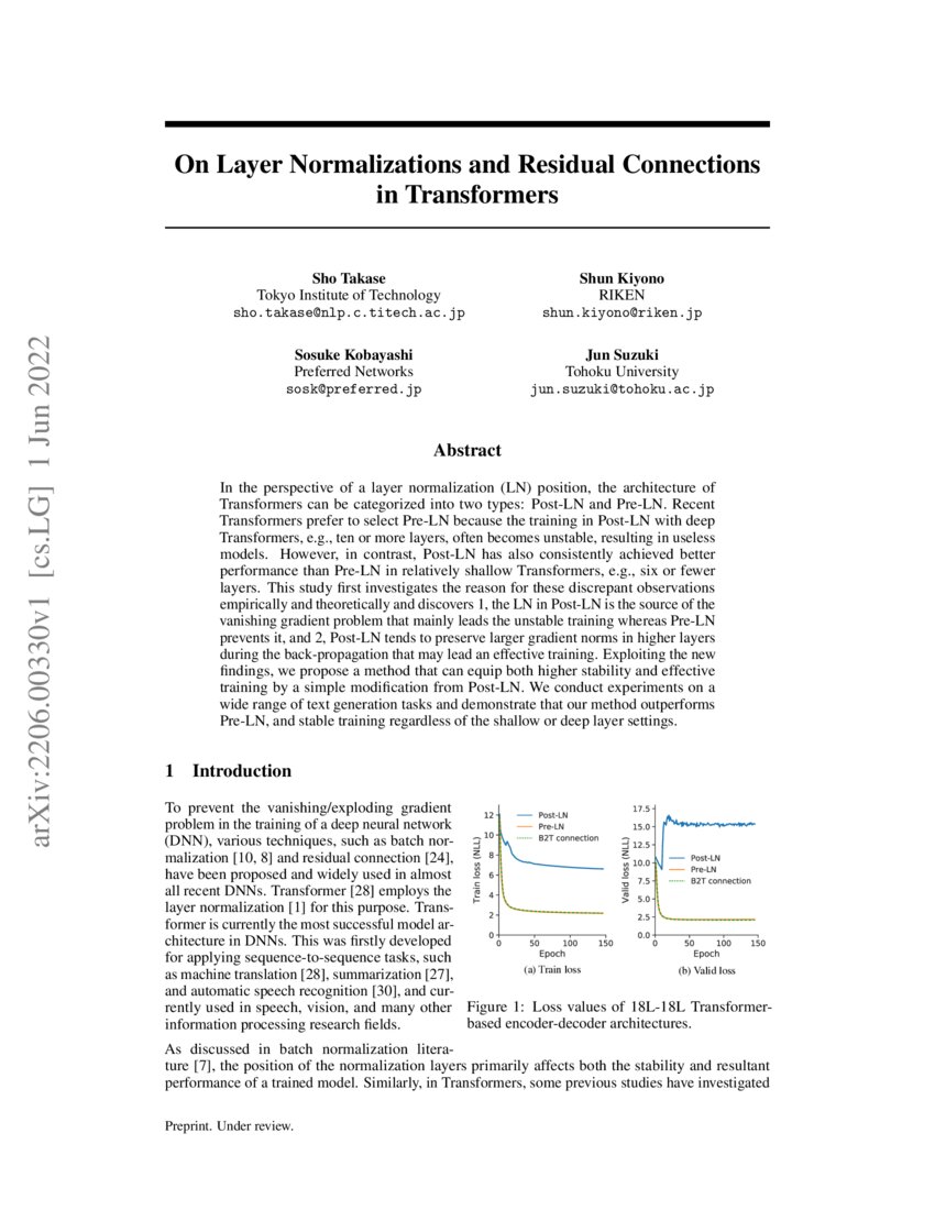 On Layer Normalizations And Residual Connections In Transformers Deepai