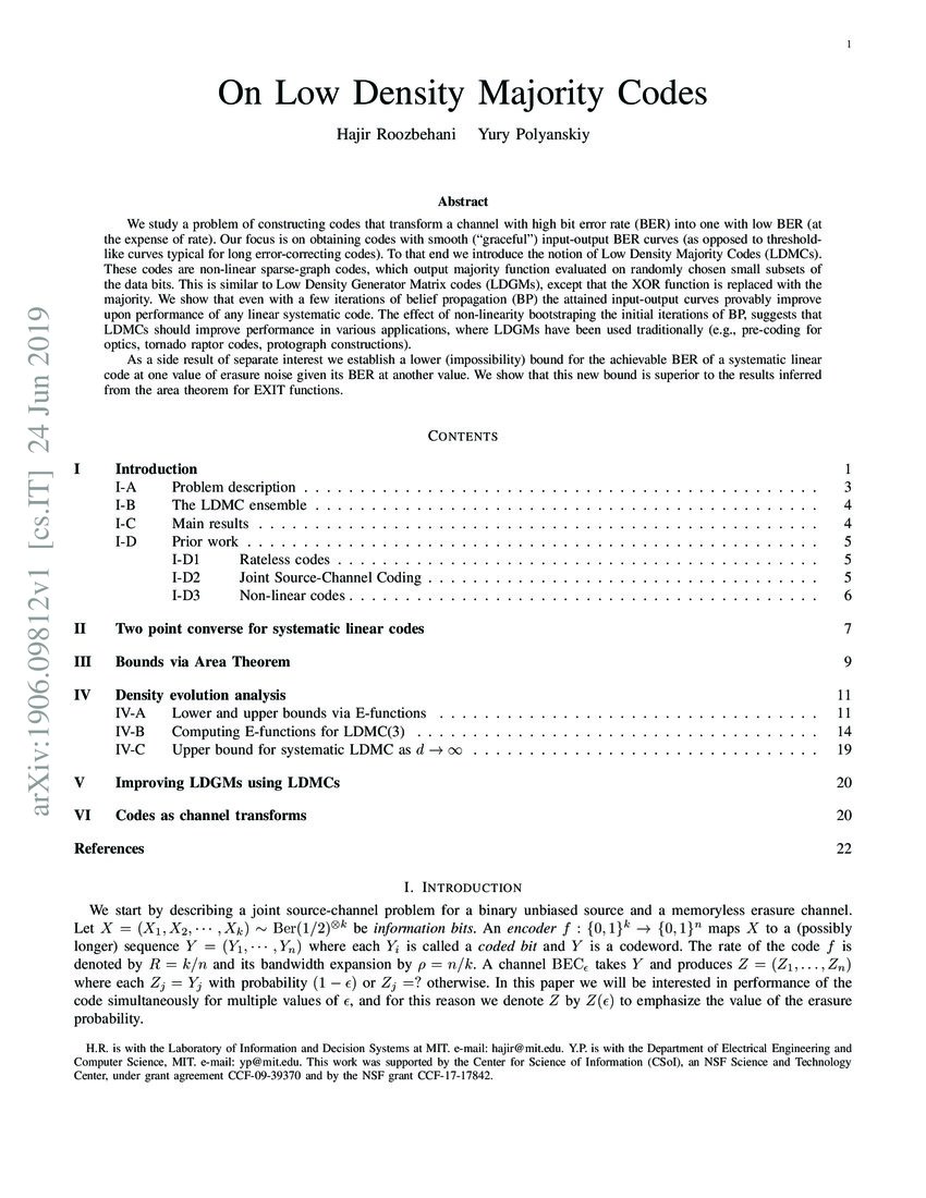 On Low Density Majority Codes Deepai