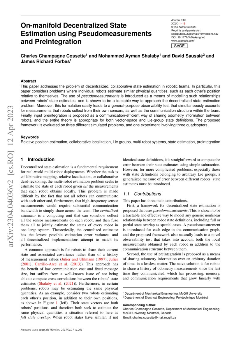 On Manifold Decentralized State Estimation Using Pseudomeasurements And