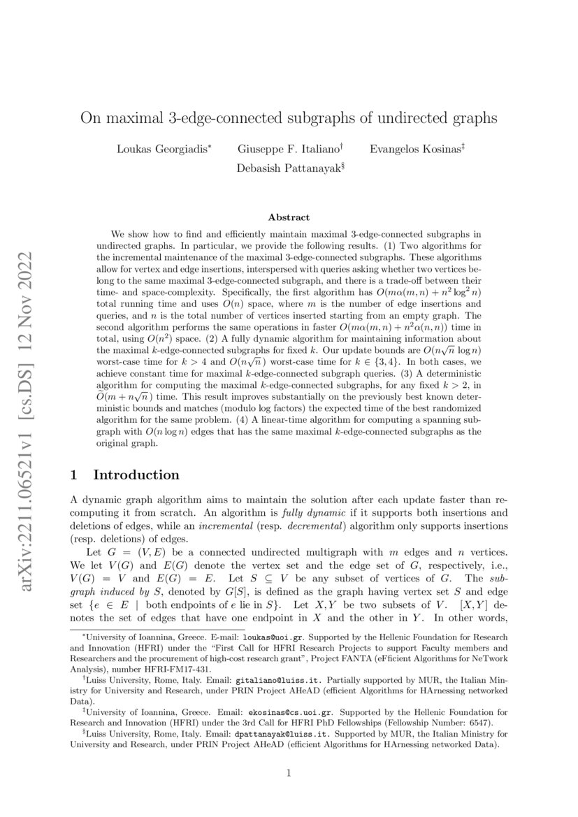 On Maximal 3 Edge Connected Subgraphs Of Undirected Graphs Deepai 1945