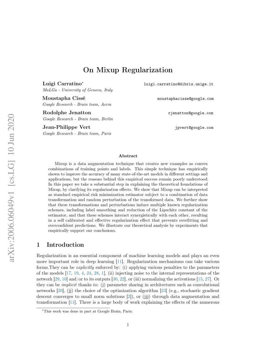On Mixup Regularization | DeepAI