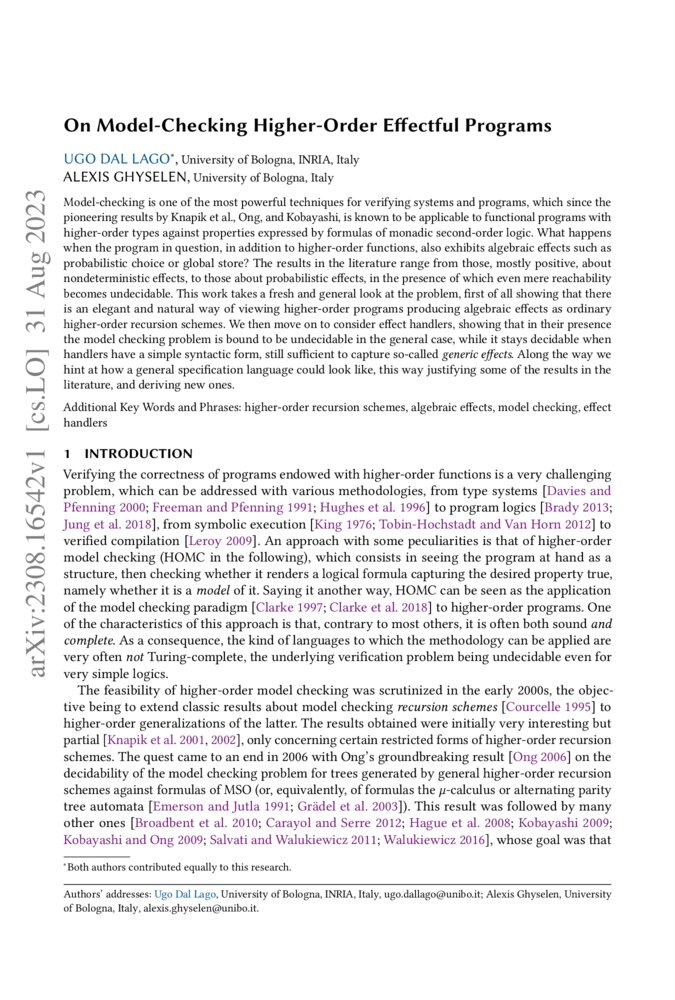 On Model Checking Higher Order Effectful Programs Long Version Deepai 