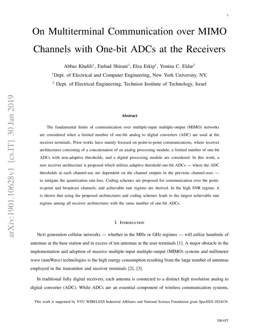 On Multiterminal Communication over MIMO Channels with One-bit ADCs at ...