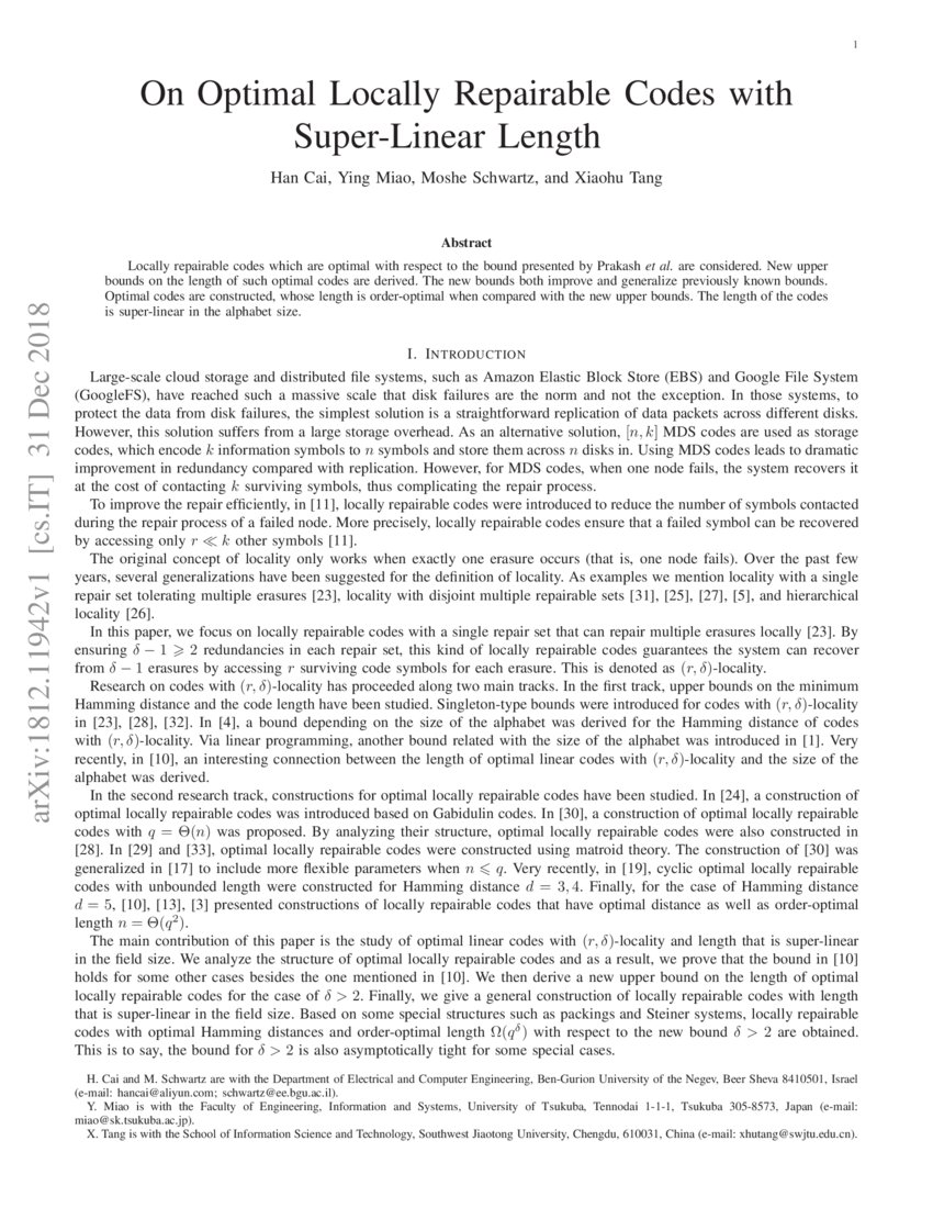 On Optimal Locally Repairable Codes with Super-Linear Length | DeepAI