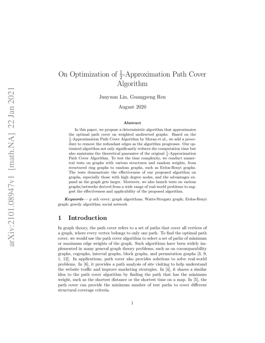 On Optimization of 1/2-Approximation Path Cover Algorithm | DeepAI