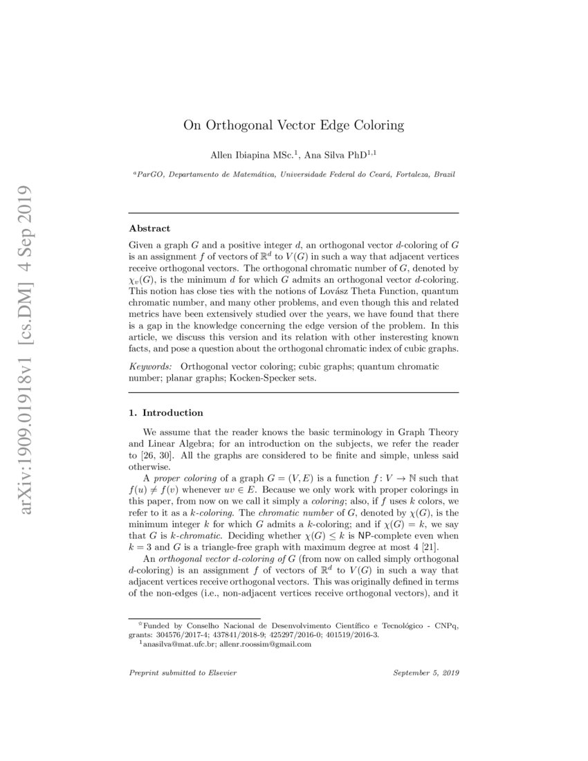 On Orthogonal Vector Edge Coloring | DeepAI