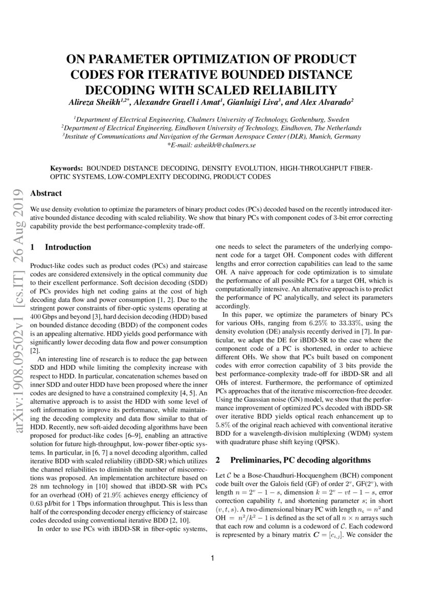 On Parameter Optimization Of Product Codes For Iterative Bounded