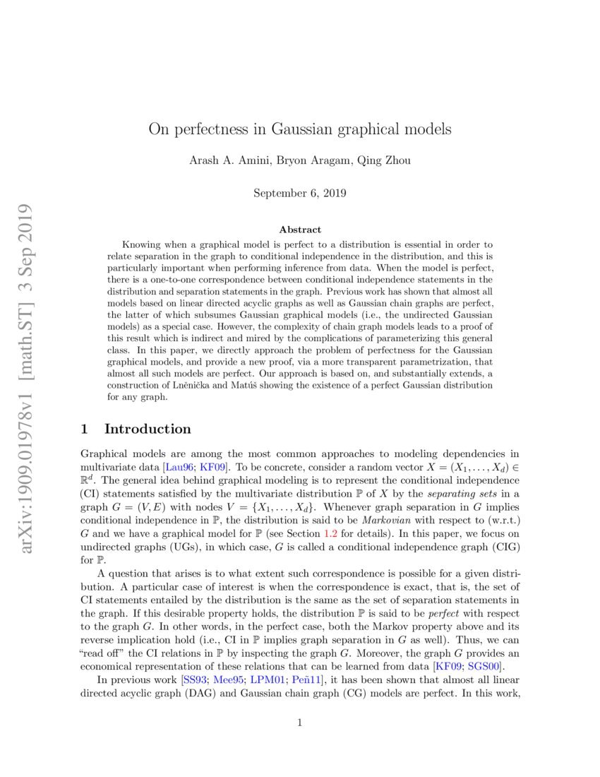 On perfectness in Gaussian graphical models | DeepAI