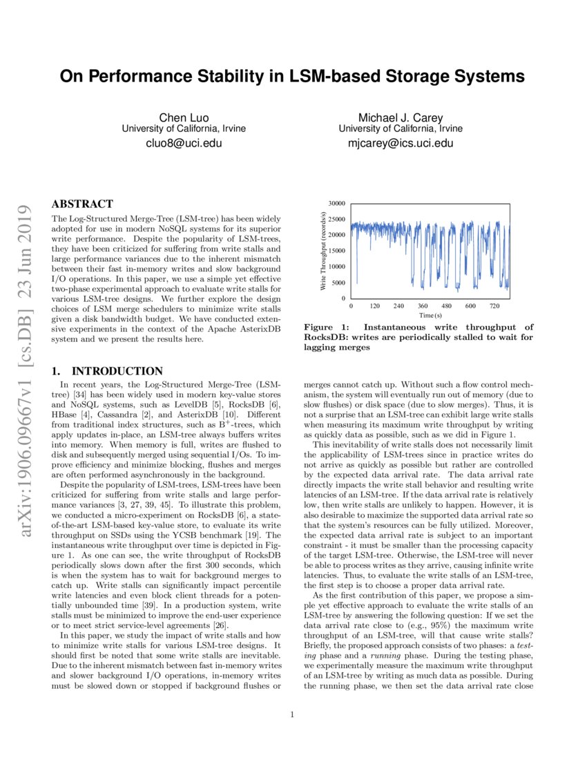 On Performance Stability in LSM-based Storage Systems | DeepAI