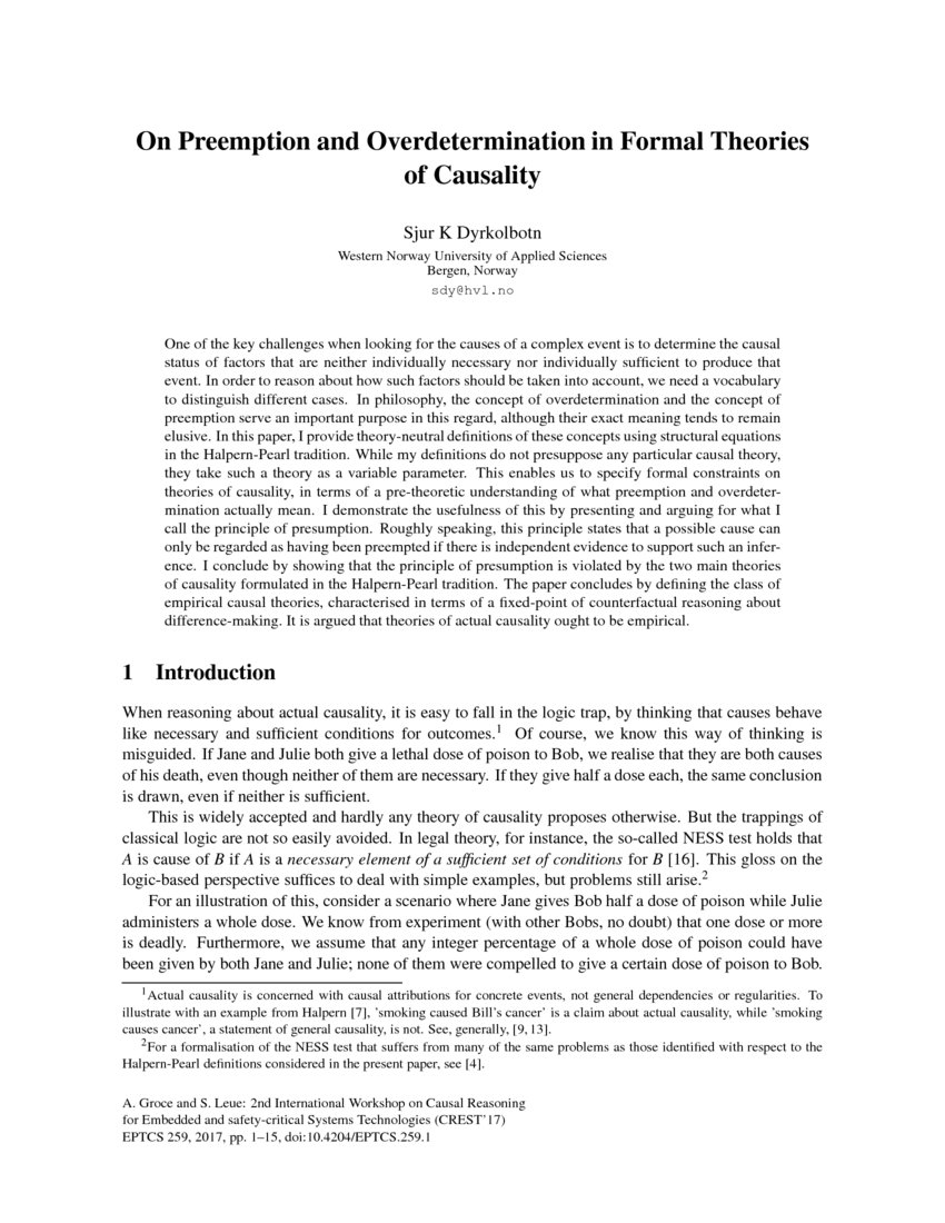 On Preemption and Overdetermination in Formal Theories of Causality ...