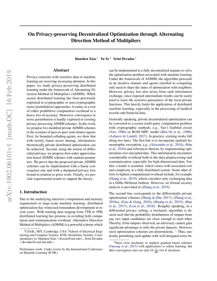 On Privacy Preserving Decentralized Optimization Through Alternating Direction Method Of