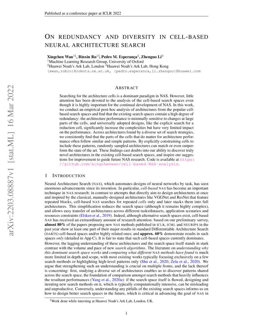 On Redundancy and Diversity in Cell-based Neural Architecture Search | DeepAI