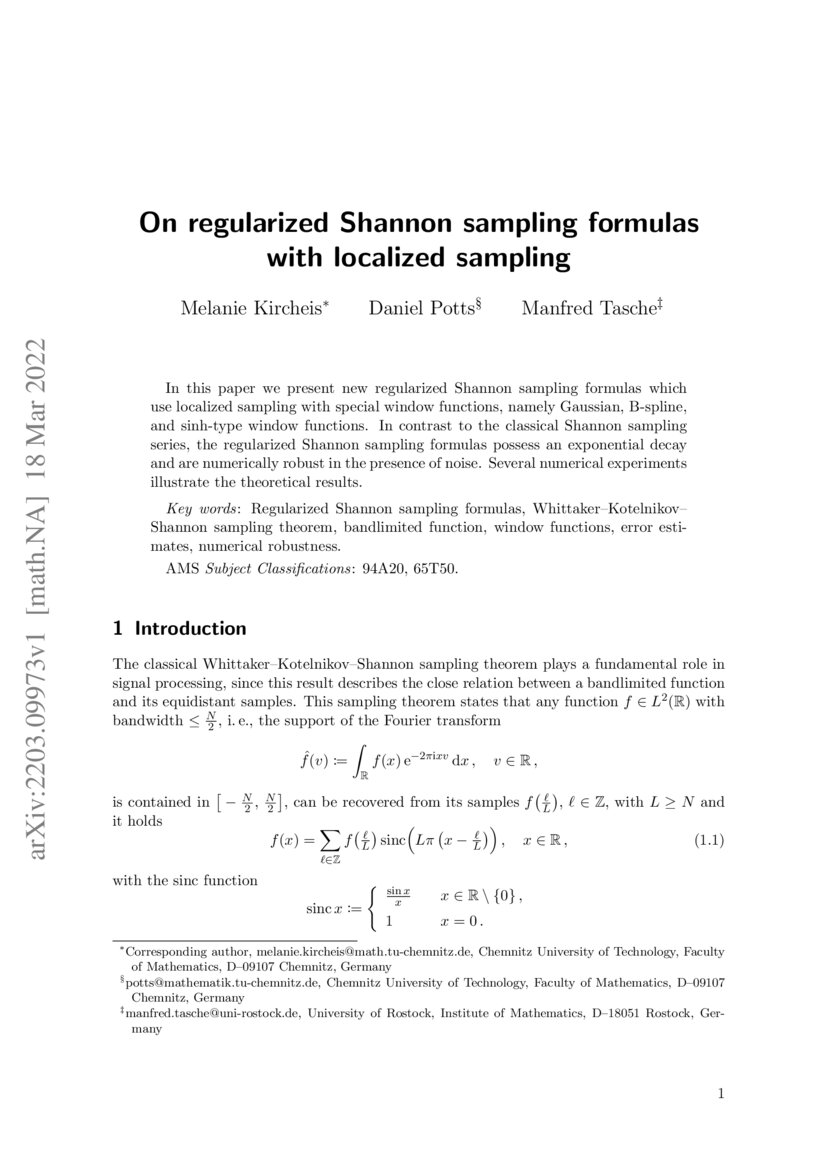 On regularized Shannon sampling formulas with localized sampling | DeepAI