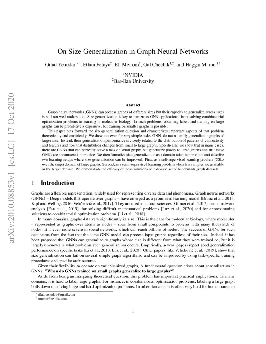 On Size Generalization in Graph Neural Networks | DeepAI