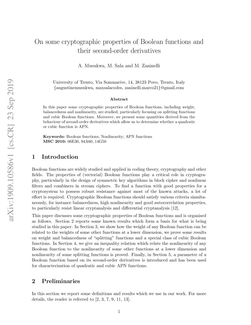 On Some Cryptographic Properties Of Boolean Functions And Their Second