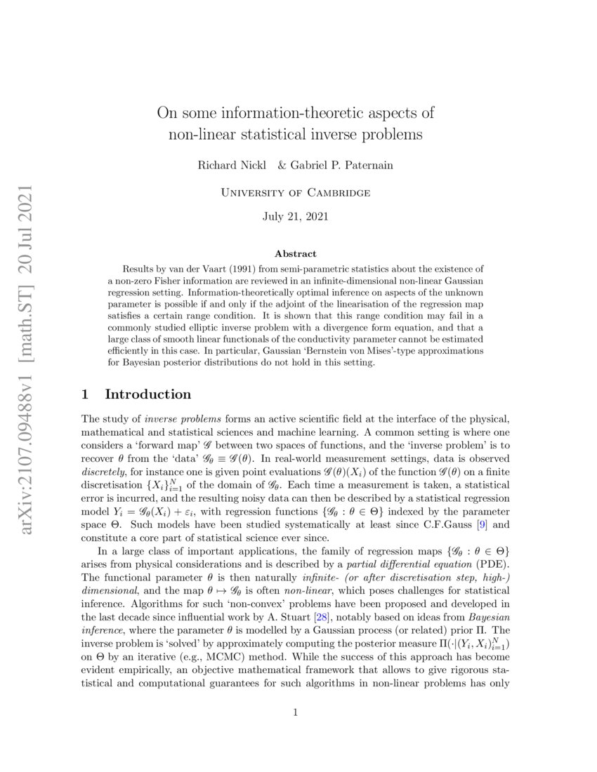 On Some Information Theoretic Aspects Of Non Linear Statistical Inverse