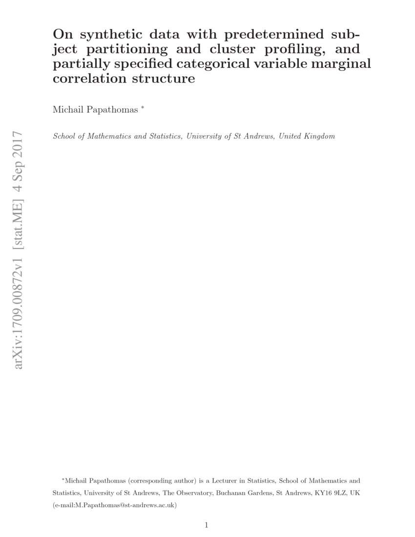 On Synthetic Data With Predetermined Subject Partitioning And Cluster Profiling And Partially