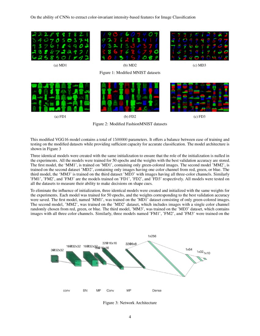 On The Ability Of Cnns To Extract Color Invariant Intensity Based Features For Image