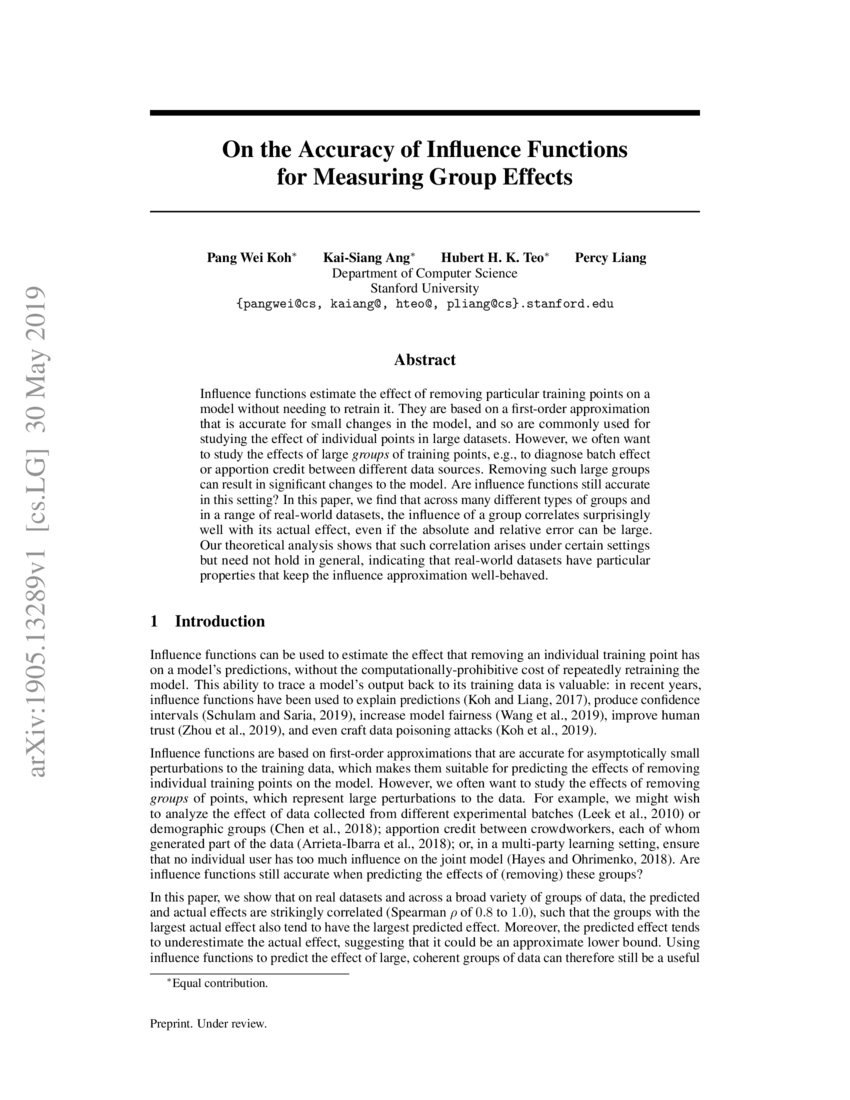 On the Accuracy of Influence Functions for Measuring Group Effects | DeepAI