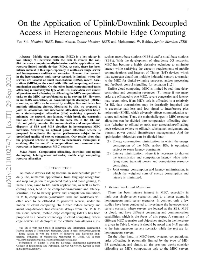 On The Application Of Uplinkdownlink Decoupled Access In Heterogeneous Mobile Edge Computing