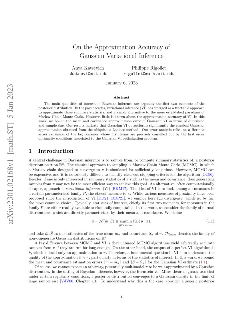 On The Approximation Accuracy Of Gaussian Variational Inference Deepai 3857