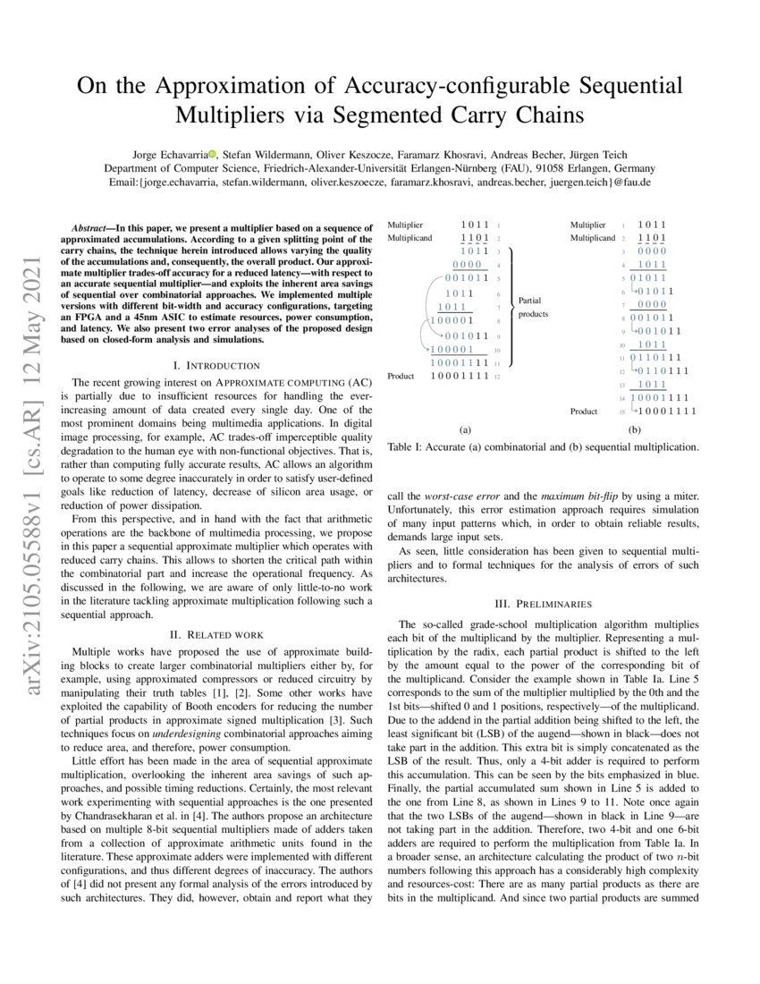 On The Approximation Of Accuracy Configurable Sequential Multipliers Via Segmented Carry Chains