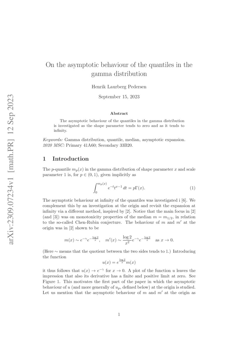 On The Asymptotic Behaviour Of The Quantiles In The Gamma Distribution Deepai
