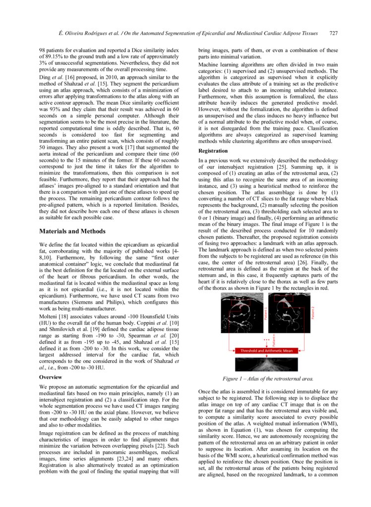 On The Automated Segmentation Of Epicardial And Mediastinal Cardiac
