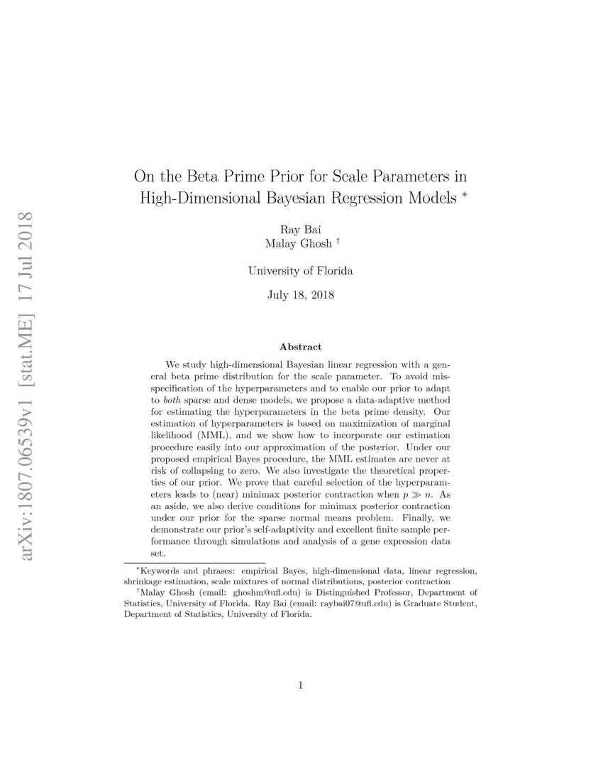 On the Beta Prime Prior for Scale Parameters in High-Dimensional ...