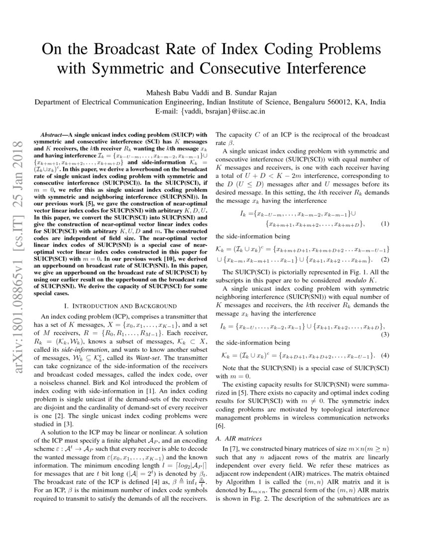 On The Broadcast Rate Of Index Coding Problems With Symmetric And Consecutive Interference Deepai