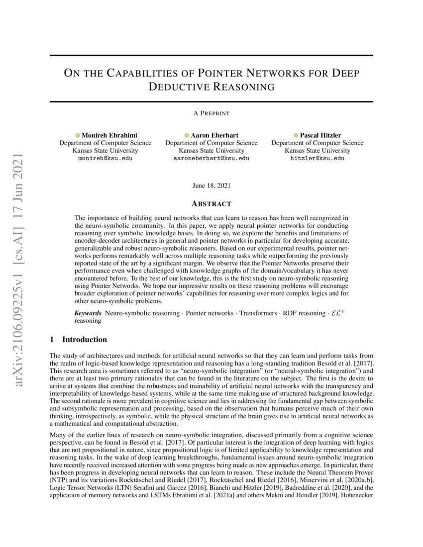 On the Capabilities of Pointer Networks for Deep Deductive Reasoning | DeepAI